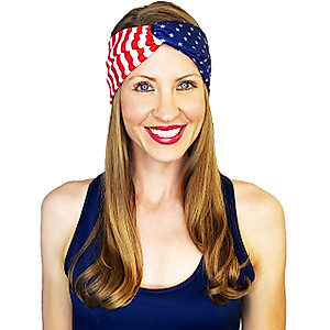 Shimmer Anna Shine Red White and Blue Patriotic American Flag Headband USA (Cotton Stars and Stripes)