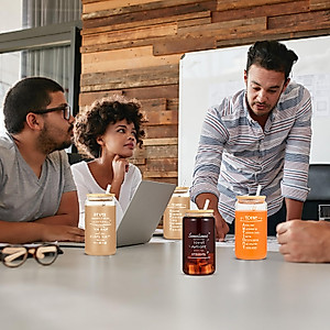 6 Set Employee Appreciation Presents Bulk, Personalized Inspirational Thank You Presents for Staff Coworker 16oz Can Shaped Beer Glass Cups with Lids and Straws, Box and Card for Team Women Men