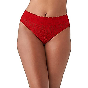 Wacoal Women's Halo Lace Hi Cut Brief Panty, Barbados Cherry, Large