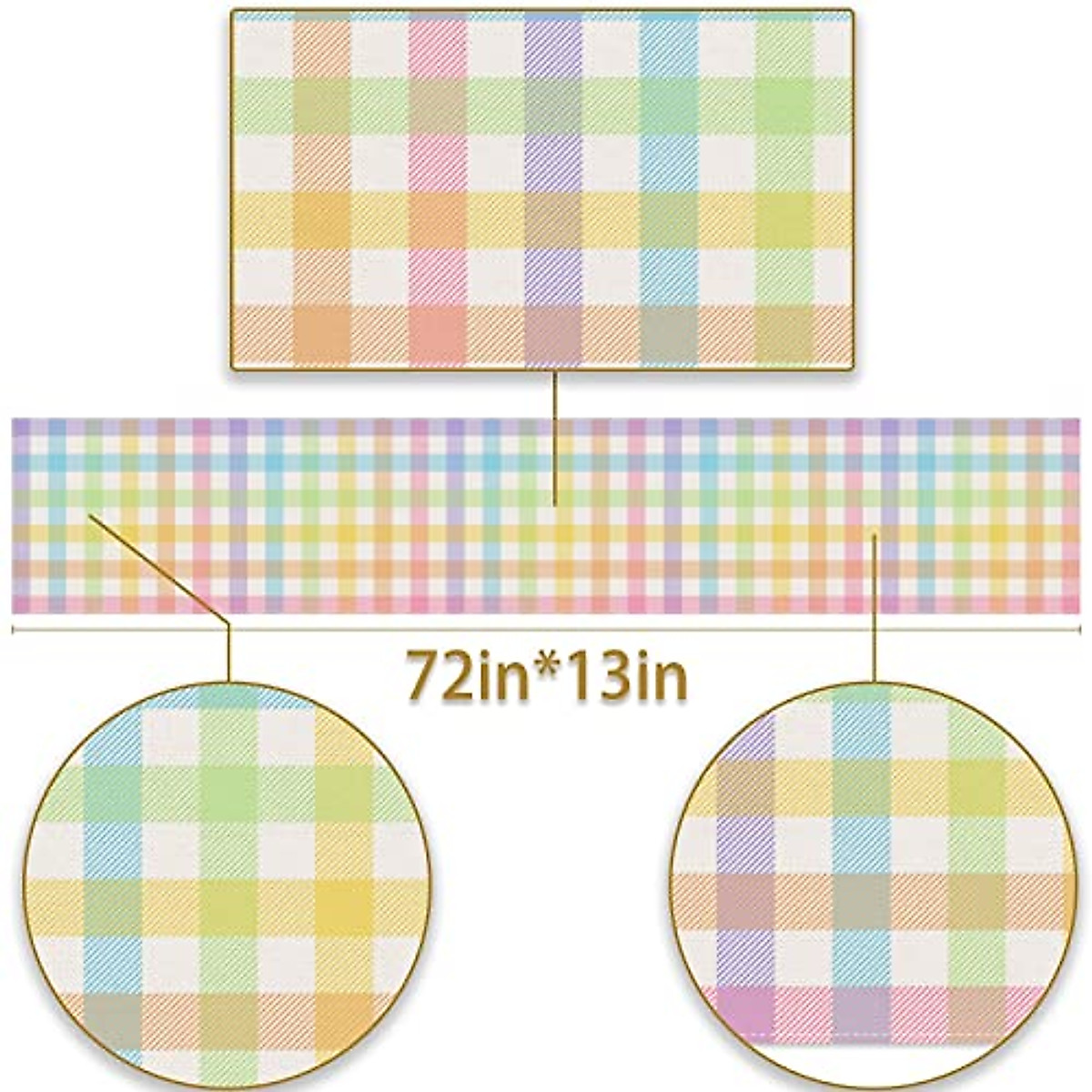 Pudodo Easter Buffalo Plaid Check Table Runner Spring Holiday Farmhouse Fireplace Kitchen Dining Room Home Party Decoration (13" x 72")