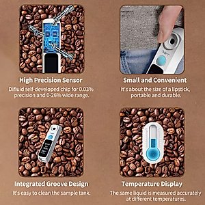 DiFluid Brix Refractometer with ATC for Coffee Digital Coffee Refractometer Range 0-26% +/-0.03% Accuracy