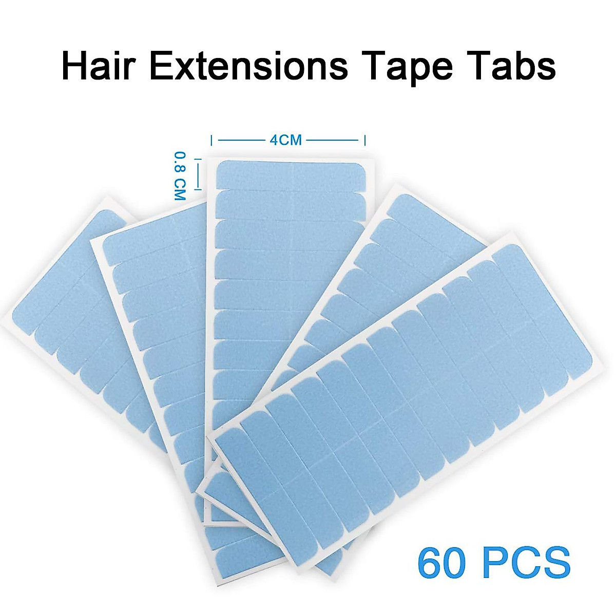SUYYA 60 Pieces Hair Extension Tape Tabs Double Sided Extension Tapes for Replacement 4cm x0.8cm (Blue)