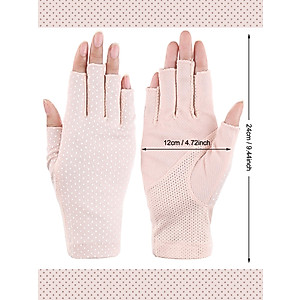 Handepo womens 6 Pairs Sunscreen Fingerless Summer UV Protection Driving Riding Fishing Gloves, Multicolored, Medium