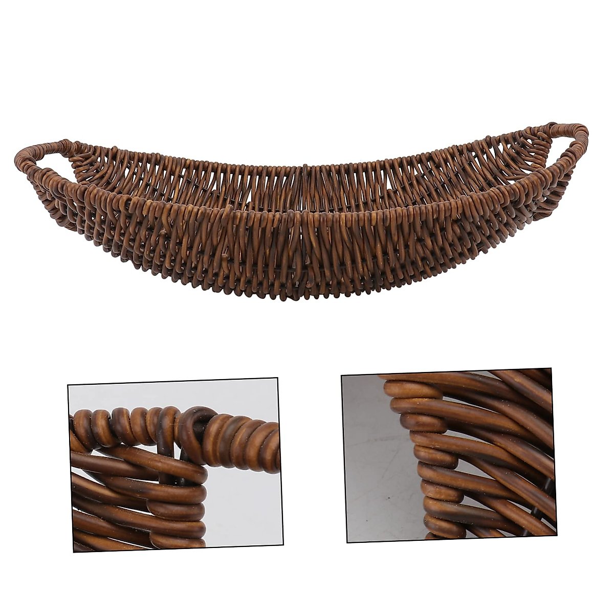 Uonlytech 2 pcs Imitation Rattan Woven Basket bread serving basket snacks container vegetables serving basket rattan baskets woven serving basket round pp wire material re-usable
