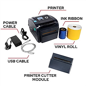 4 Inch Pipe Marker Printer Kit, 300 DPI, Includes Ink & Vinyl Label Roll