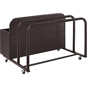Crosley Furniture CO7303-BR Palm Harbor Outdoor Wicker Rolling Pool Float Caddy, Brown