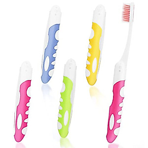 Sibba Travel Toothbrush, 4 Pack Folding Toothbrushes, Portable Soft Bristles Toothbrush with Box for Travel Camping Hiking School Home