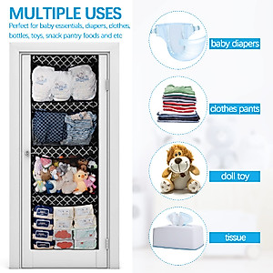Stuffed Animal Storage, Over The Door Organizer Storage for Closet, Baby, Plush Toy, Stuffed Animal Holder with 4 Large Pockets, Hanging Door Organizer for Nursery, Bedroom, Bathroom, Kids Room