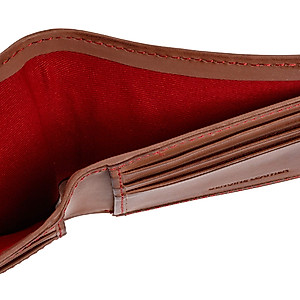 Rawlings Mens Tanned-leather Baseball Stitch Embroidered Wallet - (Dark Brown)