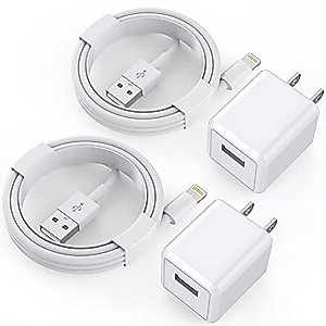 iPhone Charger Cable, 2Pack(Apple MFi Certified) Lightning Cable Data Sync Charging Cords with 2Pack USB Wall Charger Travel Plug Adapter Compatible iPhone 13/12 Pro/11 Pro/Xs/XR/X/8/8Plus and More