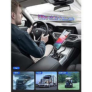 TOPGO [Upgraded Car Cup Holder Phone Mount Adjustable Gooseneck Automobile Cup-Holder-Phone-Car-Mount for iPhone 14 Samsung(Black+Blue)