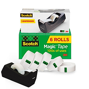 Scotch Magic Tape, 6 Rolls with Dispenser, Numerous Applications, Invisible, Engineered for Repairing, 3/4 x 1000 Inches, Boxed (810K6C38)