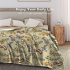 Hon-Lally Cartoon Cute Leopard Gecko Pattern Blanket Throw Warm Cozy Flannel Fleece Lightweight Plush for Living Room Bedroom Sofa Couch for Kids and Adults - 40inchx50inch White-style