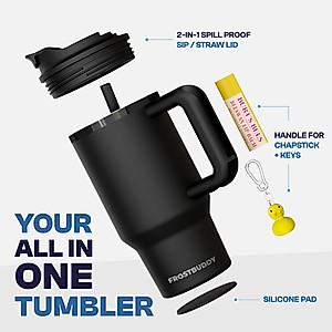 Frost Buddy Thicc Buddy - 16 oz Stainless Steel Vacuum Insulated Tumbler with Lid and Straw for Water - Travel Mug Cupholder Friendly - Gifts for Women Men Him Her (Beige Checkered)