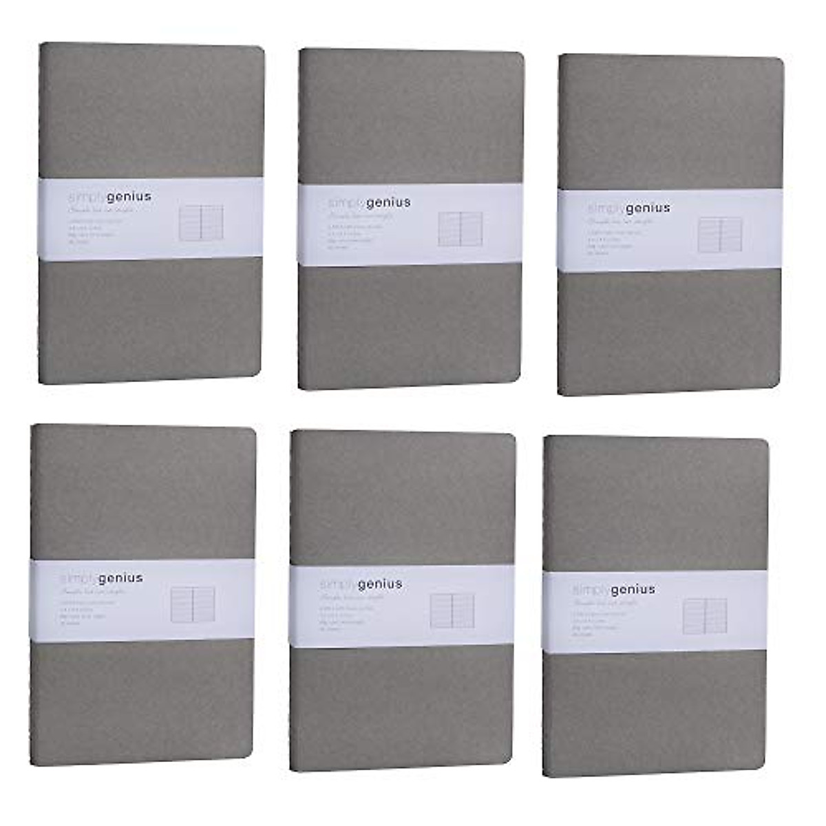 Simply Genius A5 Notebooks for Work, Travel, Business, School & More - College Ruled Notebook - Softcover Journals for Women & Men - Lined Note Books with 92 pages, 5.5" x 8.3" (Gray, 30 pack)