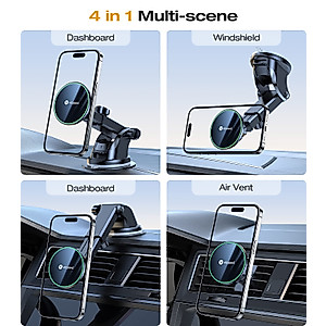 VICSEED for MagSafe Car Mount Dash - [8lbs Powerful Magnets][Long Arm Adjustable] Magnetic Phone Holder for Car Phone Mount for Car 3 in 1 Car Phone Holders for iPhone 15/14/13/12 All Phones