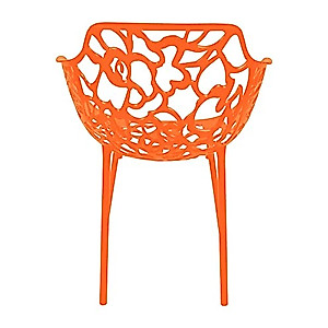 LeisureMod Devon Modern Aluminum Indoor-Outdoor Stackable Patio Dining Armchair, Orange