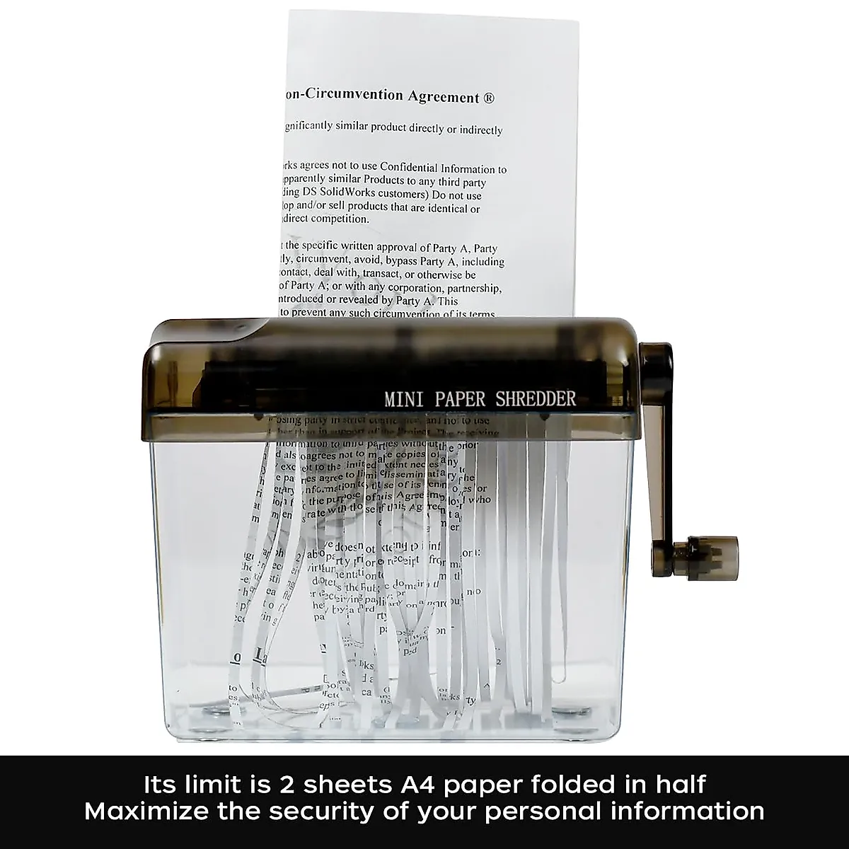 JIKIOU Mini Hand Shredder Portable Paper Shredder Manual Shredder Documents Paper Cutting Tool Home Office Desktop Stationery Black