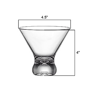 Amazing Abby - Olivia - 10-Ounce Plastic Stemless Martini Glasses (Set of 6), Reusable Cocktail Glasses, BPA-Free, Shatter-Proof, Dishwasher-Safe, Perfect for Poolside, Outdoors, Camping, and More