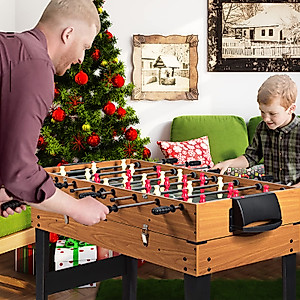 Goplus 48 Inch Game Table, 3-in-1 Combo Table Set w/Adult Size Foosball Table, Pool Table, Slide Hockey Table, Multi Game Table w/Billiard, Soccer & Hockey for Arcade, Party, Family Night, Game Room