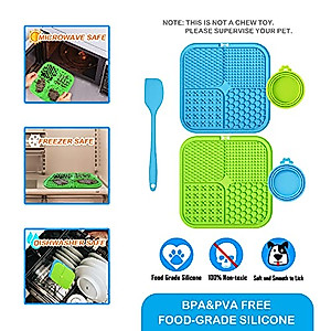 VEEVAO Lick Mat for Dogs, 8"×8" Food-Grade Silicone Dog Lick Mat as Dog & Cat Slow Feeder, 2 PCS Dog Licking Mat with Suction Cups and Can Lids, Relieve Pets Anxiety and Boredom(No Cans Included)…