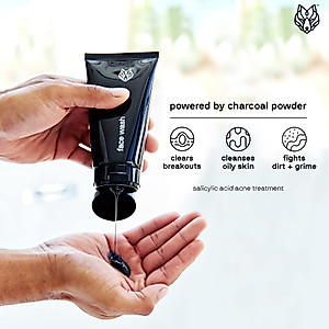 Black Wolf Men’s Charcoal Powder Face Wash- 5 Fl Oz- Facial Cleanser Removes Unwanted Impurities from Your Skin and Soothes Irritation- Subtle Blue Sage and Citrus Scent - Cruelty and Paraben-Free
