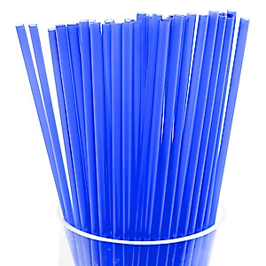 Made in USA Pack of 250 Unwrapped BPA-Free Plastic Slim Extra Long Drinking Straws (Blue - 18" X 0.21")