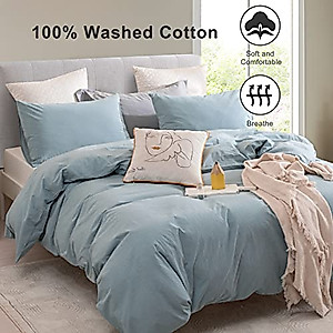 Ventidora 3 Piece Duvet Cover Set King Size,100% Organic Washed Cotton with Linen Feel Like Textured, Luxury Soft and Breatheable Bedding Set with Zipper Closure(1 Duvet Cover + 2 Pillowcases)