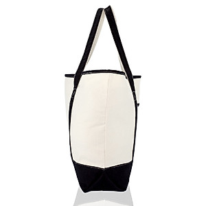 22" Extra Large Zippered Shopping Tote Grocery Bag with Outer Pocket in Black