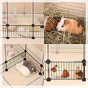 DINMO Rabbit Playpen, Guinea Pig Cages, Hamster Cages, Iron Net Bottom Design for Small Animal, Bunny, Ferret, Hedgehog, DIY, Expanded, Portable, Exercise Fence, 61.4 x 25.4 x 22.3 Inches