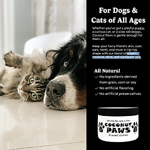 Coconut Paws Coconut Oil for Dogs Skin and Coat, Itching Relief, Hot spot Treatment, Hair Loss, aceite de Coco para Perros | w/Olive & Sunflower Oils | Vet Recommended 8oz - COCONUT ESSENTIALS