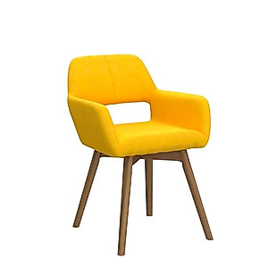 ceedment Small Modern Living Dining Room Accent Arm Chairs Club Guest with Solid Wood Legs(2, Yellow)