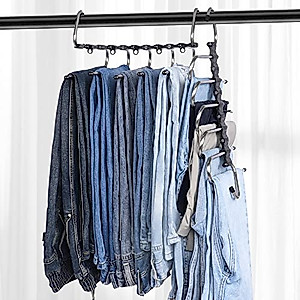 CozyCat Space Saving Pants Hanger, 2-Pack, 5-Layer Trouser Rack, Suitable for Wardrobe Storage, Stainless Steel Hanger, Non-Slip Layers, Suitable for Pants, Clothes, Scarves and Skirts