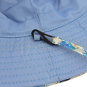 LLmoway Women Packable Sun Hat Lightweight Cotton Fishing Hiking Safari Bucket Hat with Strap Blue