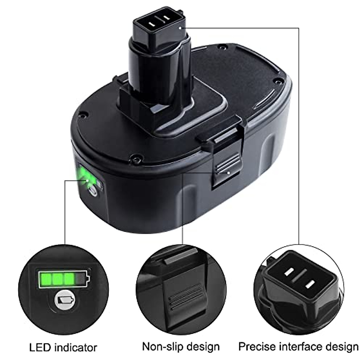 DTK 2Pack 6.5Ah Lithium-Ion Battery Replacement for Dewalt 18V XRP Ni-Cad DC9096 DC9098 DC9099 DE9039 DE9095 DE9096 DE9098 DW9095 DW9096 DW9098 DE9503