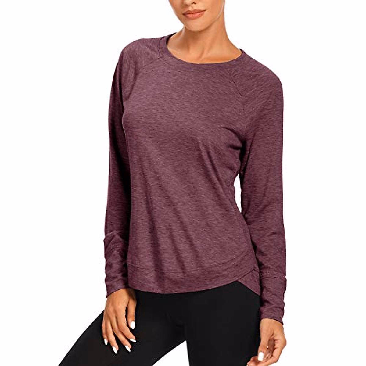 Muzniuer Long Sleeve Workout Tops for Women for Women Long Sleeve Yoga Shirts for Women Yoga Sports Running Shirt Workout Tops for Women Burgundy XL