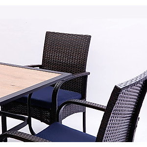 SAILARY Wicker Patio Dining Chairs with Padded Cushions, Outdoor Rattan Chairs with Armrest Support 350 lb Set of 6