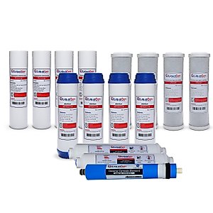 LiquaGen- Bulk Replacement Filter Kit for Reverse Osmosis Water Filtration Systems (2 Year Supply) (50 GPD) | Whole House Water Filter Set for Complete Water Purification for any Water Filter System