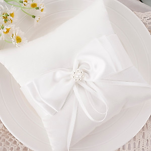 QIRMIZI Ring Pillow,Pearls Ring Cushion, Ring Bearer, Ring Holder for Beach Wedding, Wedding Ceremony, Proposal