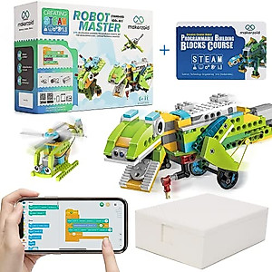 makerzoid Robot Master, 100 in 1 STEM Coding Robot for Kids 6+, 23 Video Courses in APP, Remote & APP Control Robot Toys, Robotics Kit, Programmable Educational Toy, Birthday Gift (Standard)