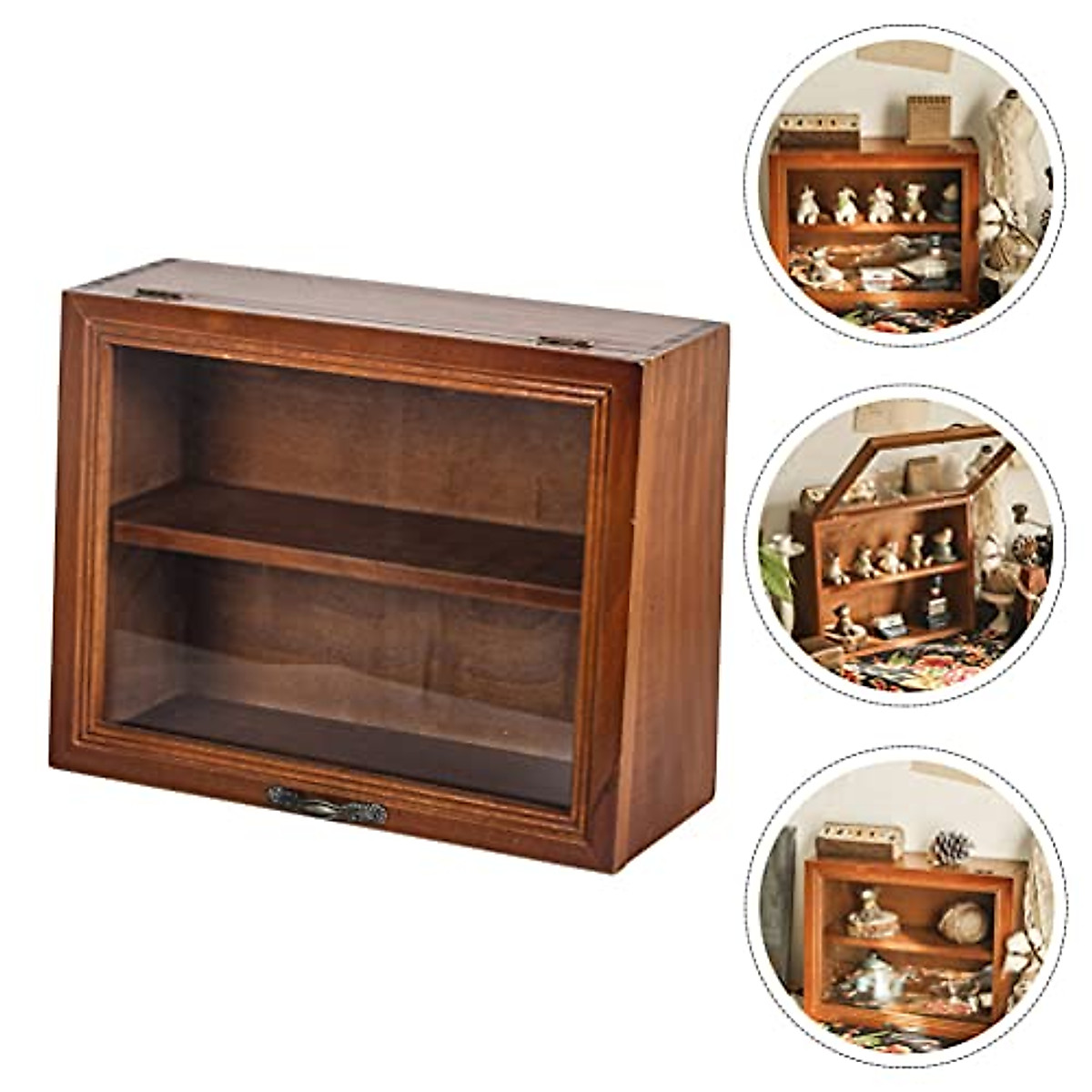 QJZZO Desktop Collectible Display Shelves Case Shadow Box Rustic Wood Kitchen Coffee Mug Cup Display Rack Storage Shelf