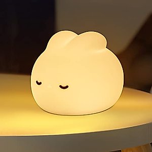POQCCT Decor Night Light for Kids USB Rechargeable Cute Bunny LED Lamp with Timer & Touch Control Rabbit Shape Dimmable Warm Night Lights for Baby Breastfeeding Sleep Nursery Soft Eye Caring