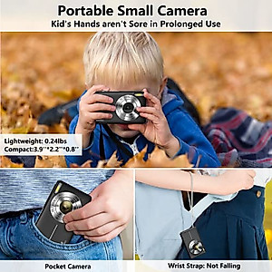 Digital Camera with SD Memory Card Autofocus Anti-Shake, 44MP 1080P Photography Camera for Kids Teens Birthday, 16X Zoom Small Portable Vlogging Camera for Boy Girl Video(2 Batteries)