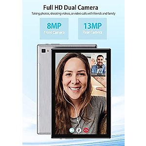 Dragon Touch Android 12 Tablets, 128GB ROM, 8GB RAM, Octa Core 2.0GHz, 10 inch IPS HD Display, 13MP Camera, 2.4Ghz & 5G WiFi, GPS - Compatible Docking Keyboard (Notepad 102 Newest)