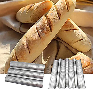 Zerodis Perforated French Bread Pan,Non Stick Perforated French Bread Pan Bakeware Toast Cooking Bake Home Bread Baking Waves Toaster Oven Baking Tray (4)