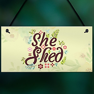 XLD Store She Shed Garden Sign Gift for Her Woman Cave Mum Sister Friendship Home Plaque