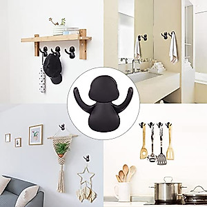 Black Wall Hooks Decorative Coat Hook Wall Mounted Heavy Duty Towel Hook Hardware Robe Hooks Zinc Alloy Double Hooks Single Hook for Hanging Clothes Unique Modern Hooks for Bathroom 3 Pack