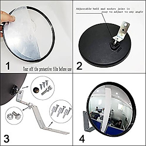 Convex Mirror Concave Mirror 9"(22cm) Corner Mirror Blind Spot Office, Driveway, Offices, Stores Traffic Safety Mirror Adjustable Fixing Bracket Cubicle Mirror Convex
