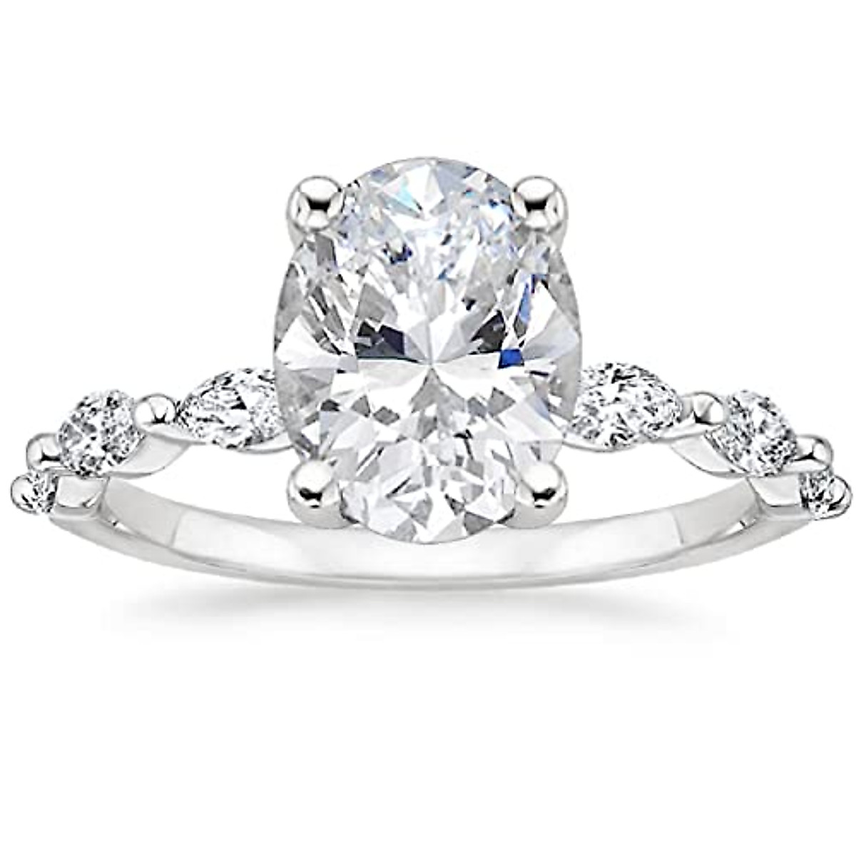 JEWELERYN Lovely Solitiare Bridal Set, Oval Cut 3 CT, Colorless Moissanite Ring Set, 925 Sterling Silver, Engagement Ring, Wedding Ring, Perfact for Gifts Or As You Want (7.5) White