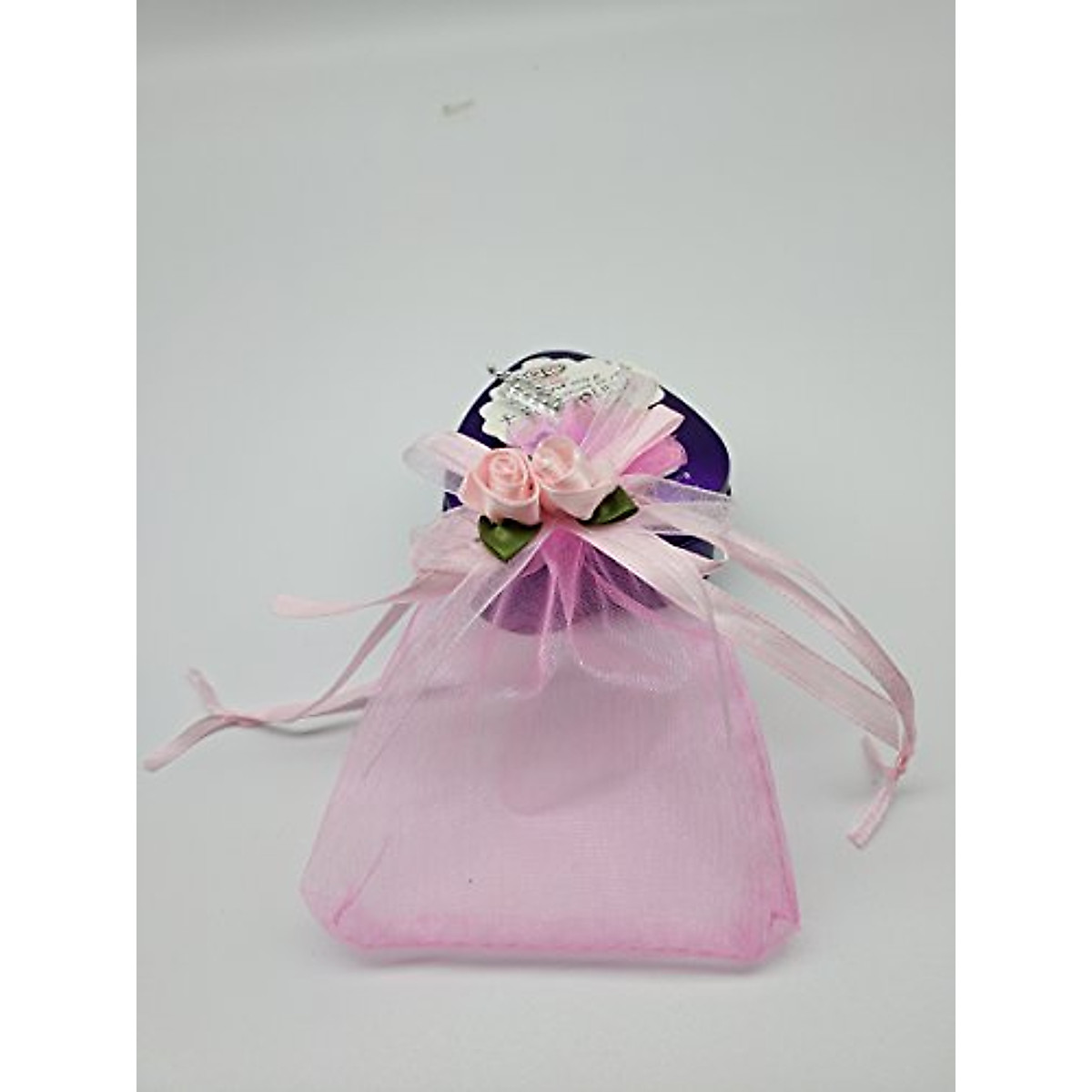 Ankirol 50pcs Sheer Organza Favor Bags for Wedding 3.8x4.8'' Gift Bags Samples Display Drawstring Rose Pouches (Pink)